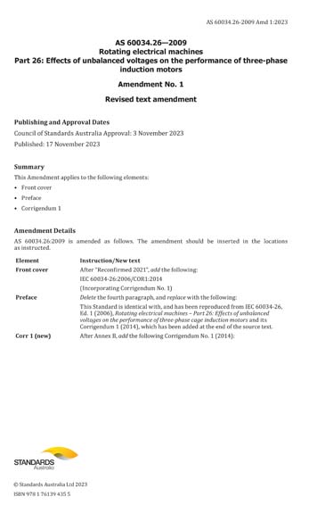 AS 60034.26-2009/Amdt 1:2023 - Rotating electrical machines, Part 26 ...