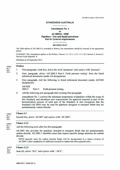 AS 2885.0-2008/Amdt 1-2012 - Pipelines - Gas and liquid petroleum ...