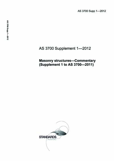 AS 3700 Supp 1-2012 - Masonry structures - Commentary (Supplement 1 to ...
