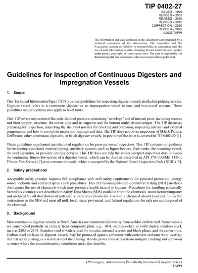 TAPPI TIP 0402-27:2024 - Guidelines for inspection of continuous ...