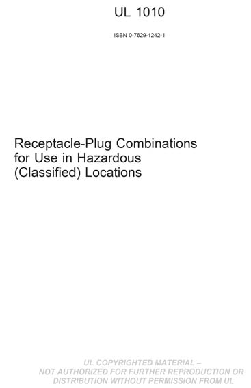 UL 1010 Ed. 7-2006 - Standard for Receptacle-Plug Combinations For Use ...